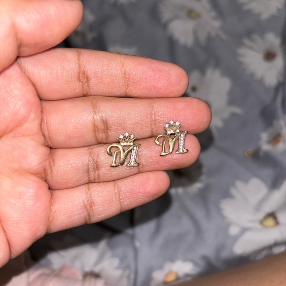 Jewelry | Gold Earrings Letter M With A Crown On Top Serious Inquiries ...